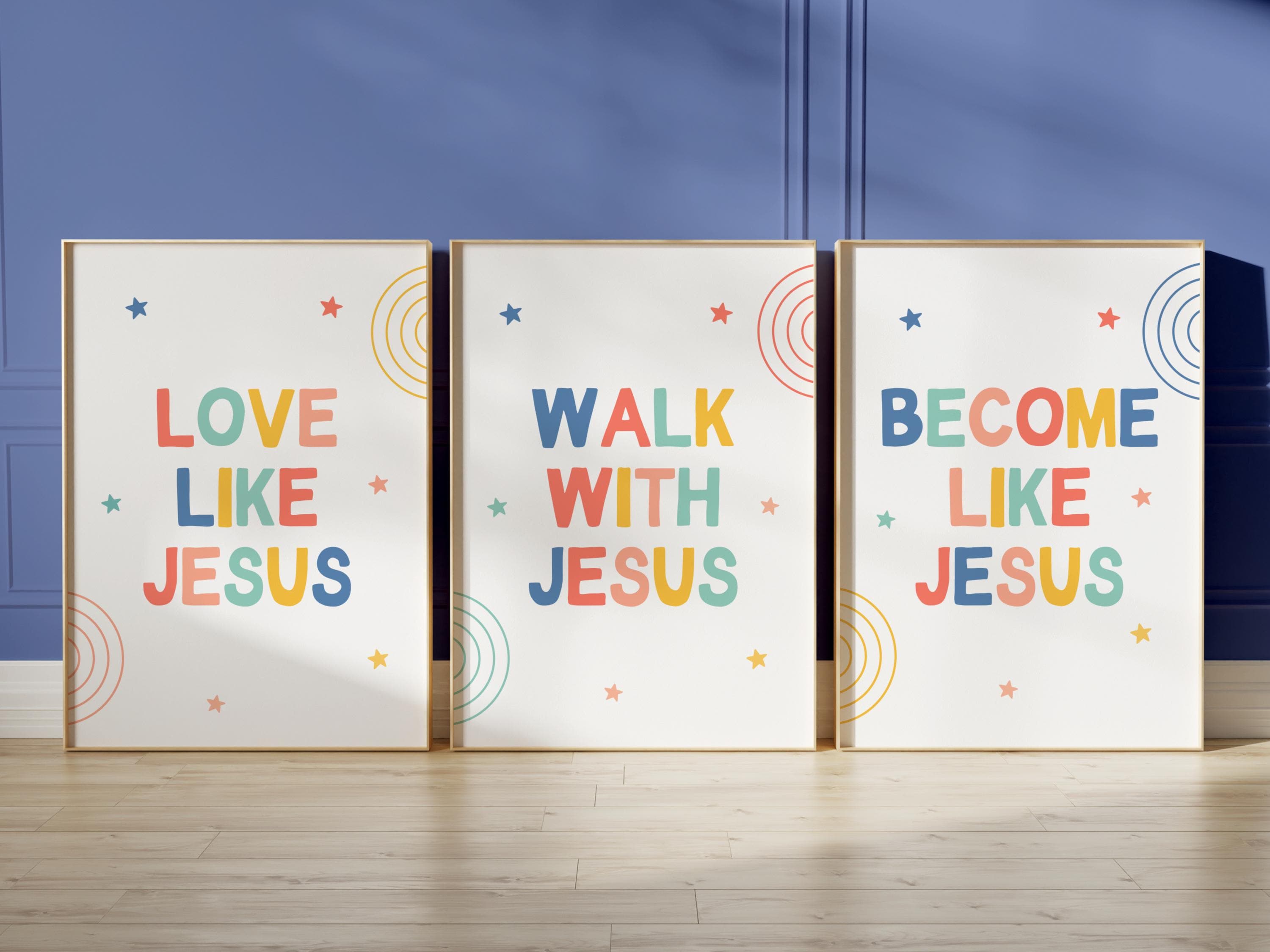 Set of 3 Colorful Christian Wall Art for Kids Ministry Decor Church ...