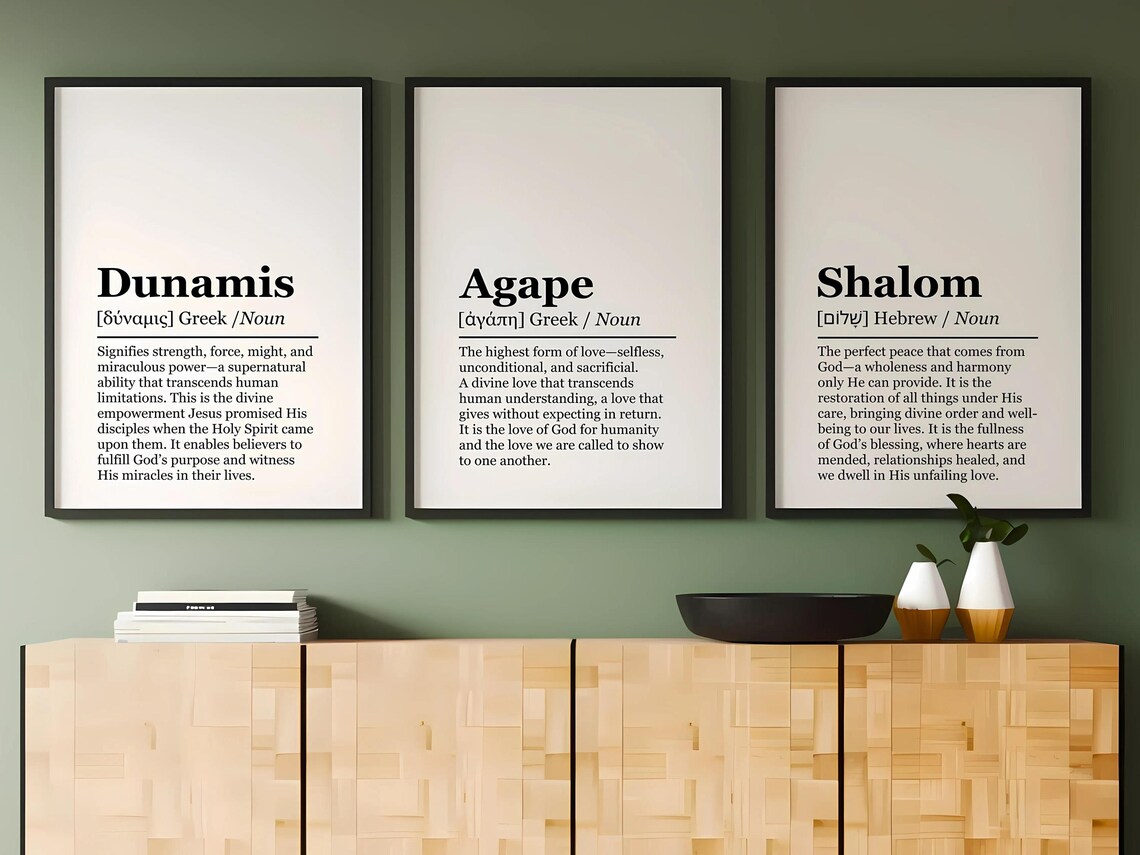Greek Word Definition Wall Art Hebrew Word Meaning Print Shalom Print ...