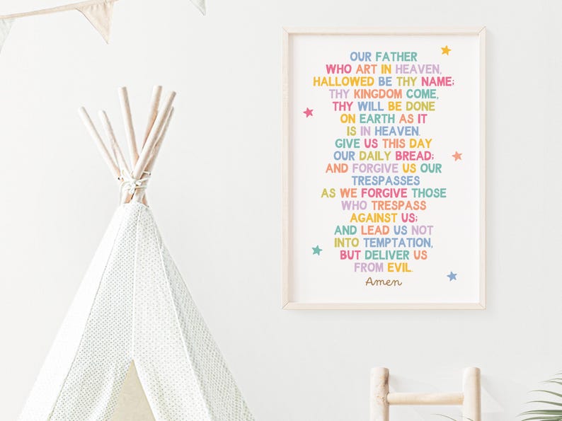 The Lords Prayer Kids Printable Poster Christian Classroom Decor ...