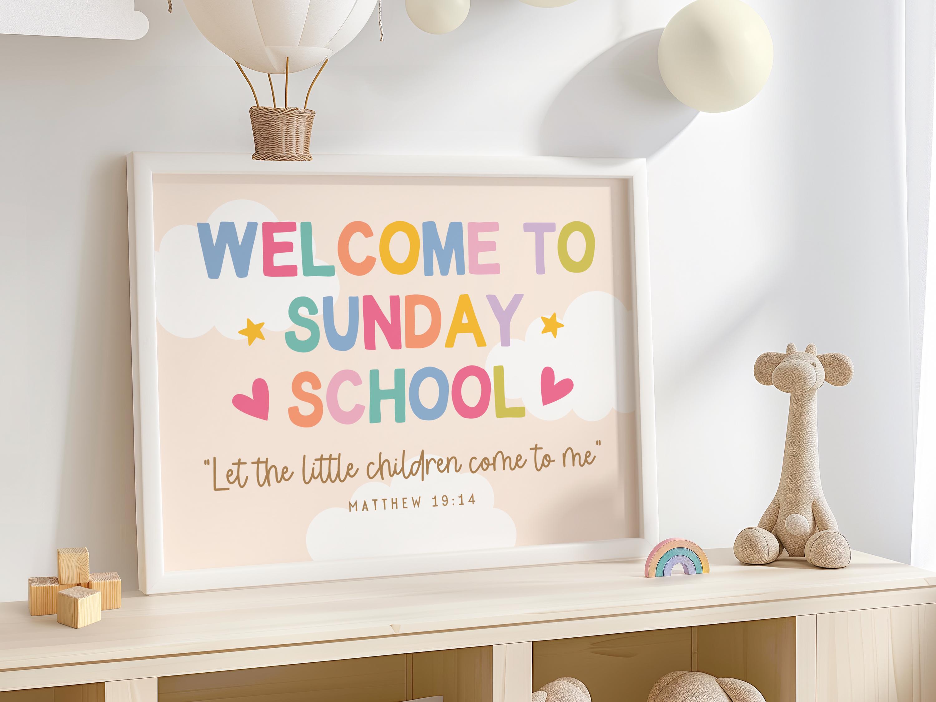 Welcome to Sunday School Poster Colorful Sunday School Classroom Decor ...