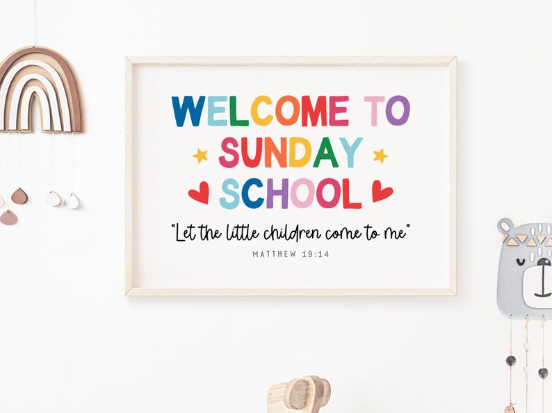 Welcome to Sunday School Poster Colorful Sunday School Classroom Decor ...