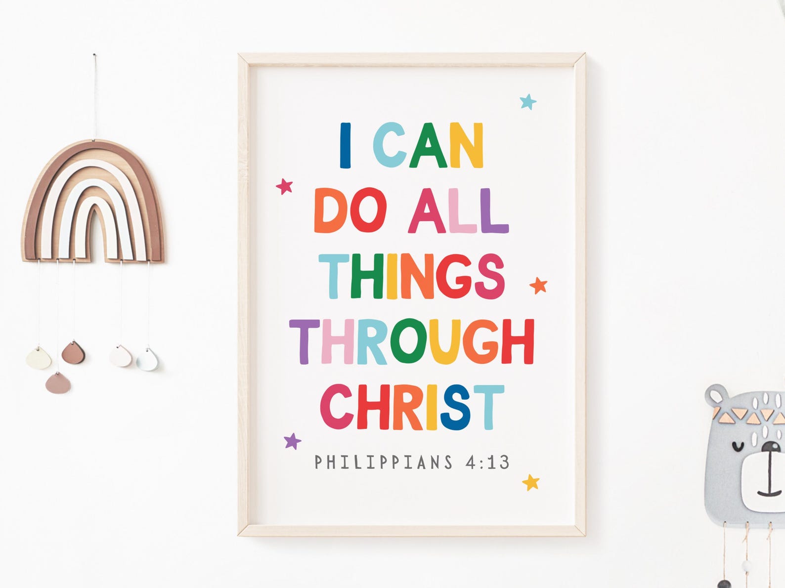 I Can Do All Things Through Christ Poster Colorful Children Bible Verse ...