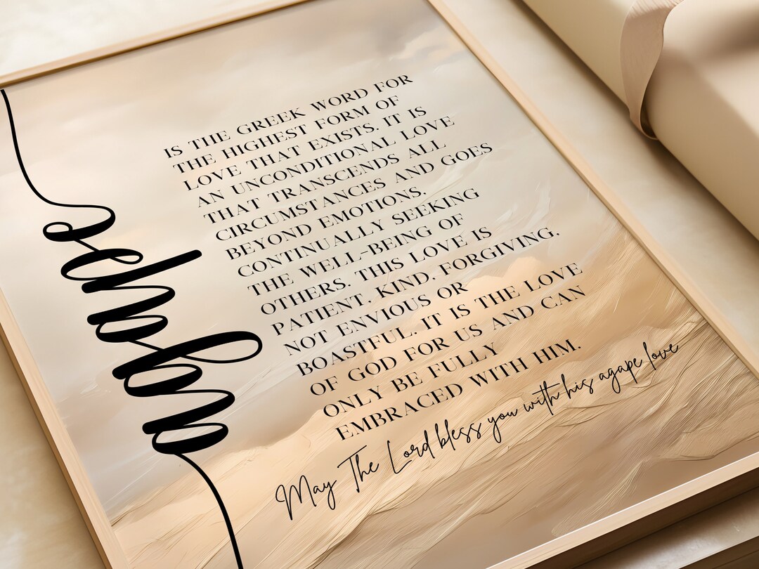 Agape Printable Bible Word Definition Art Christian Artwork Minimalist ...