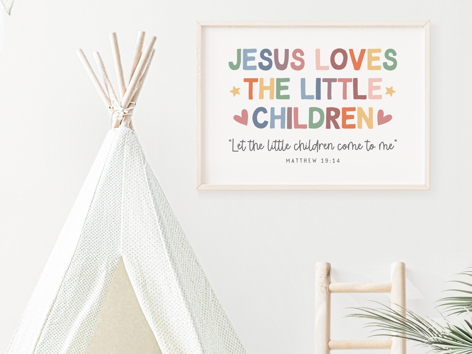 Jesus Loves the Little Children Poster Christian Toddler Wall Art ...