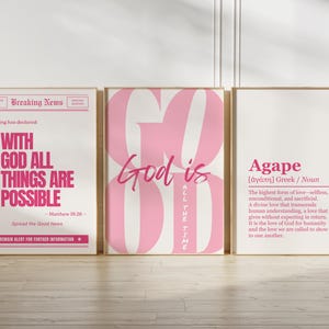 Trendy Pink Girly Christian Wall Art Set of 3 God is Good All the Time ...