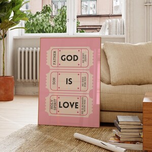 Pink Girly Christian Wall Art God is Love Poster Trendy Christian Wall ...