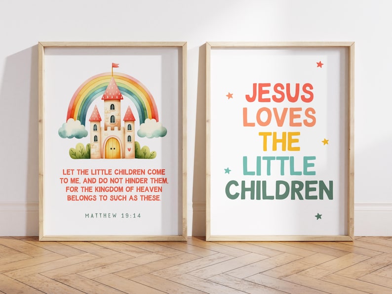 Let the Children Come to Me Wall Art for Kids Ministry Decor Colorful ...