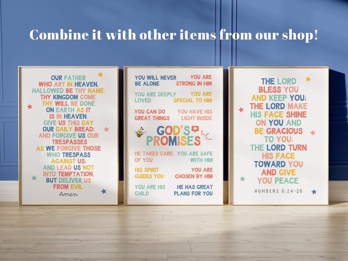 Gods Promises Printable Poster Colorful Children Bible Verse Wall Art ...