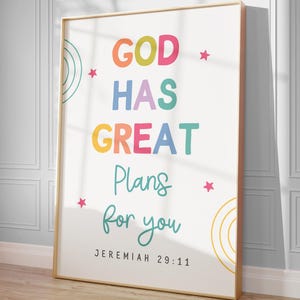 Set of 3 Colorful Children Bible Verse Wall Art for Kids Ministry Decor ...