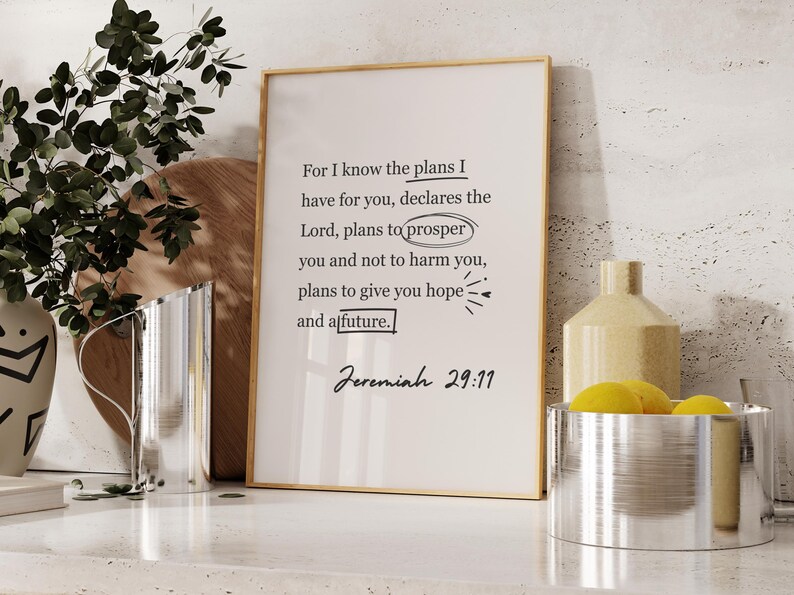 Jeremiah 29 11 Wall Art Printable Trendy Christian Wall Art Aesthetic ...