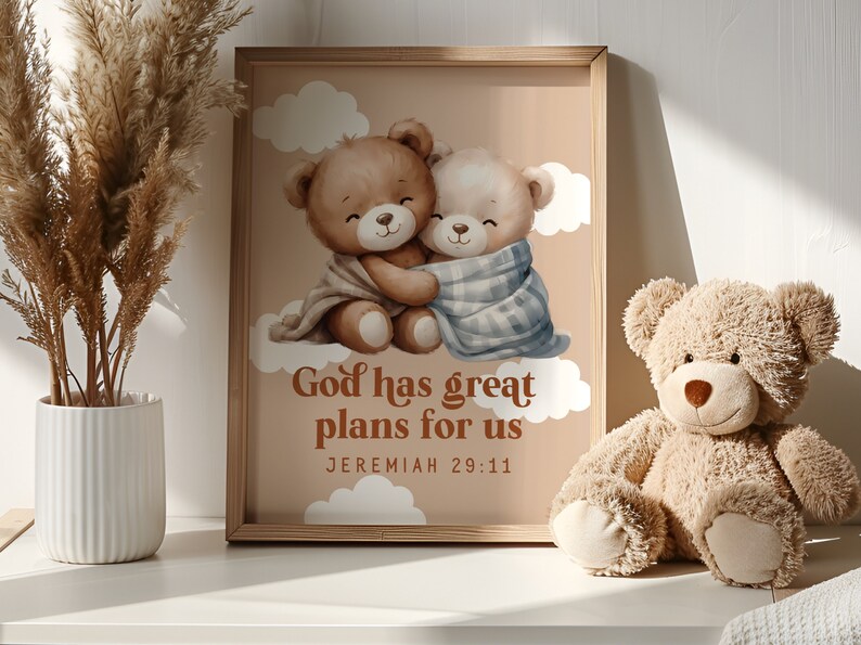Jeremiah 29 11 Wall Art Boho Christian Nursery Wall Art Siblings Art ...