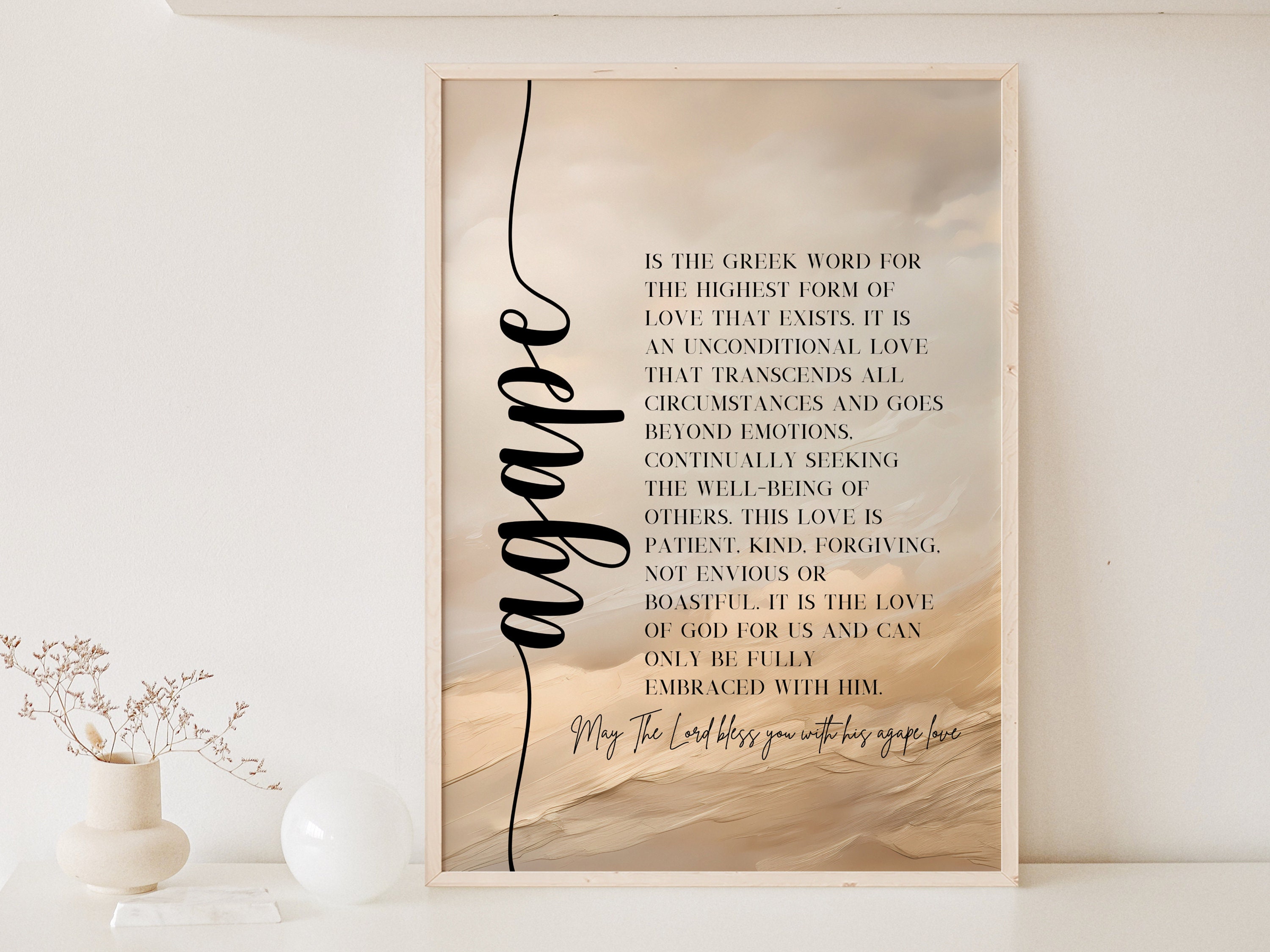 Agape Printable Bible Word Definition Art Christian Artwork Minimalist ...