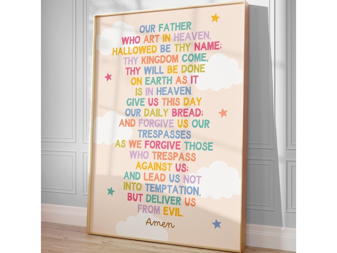 The Lords Prayer Kids Printable Poster Christian Classroom Decor ...
