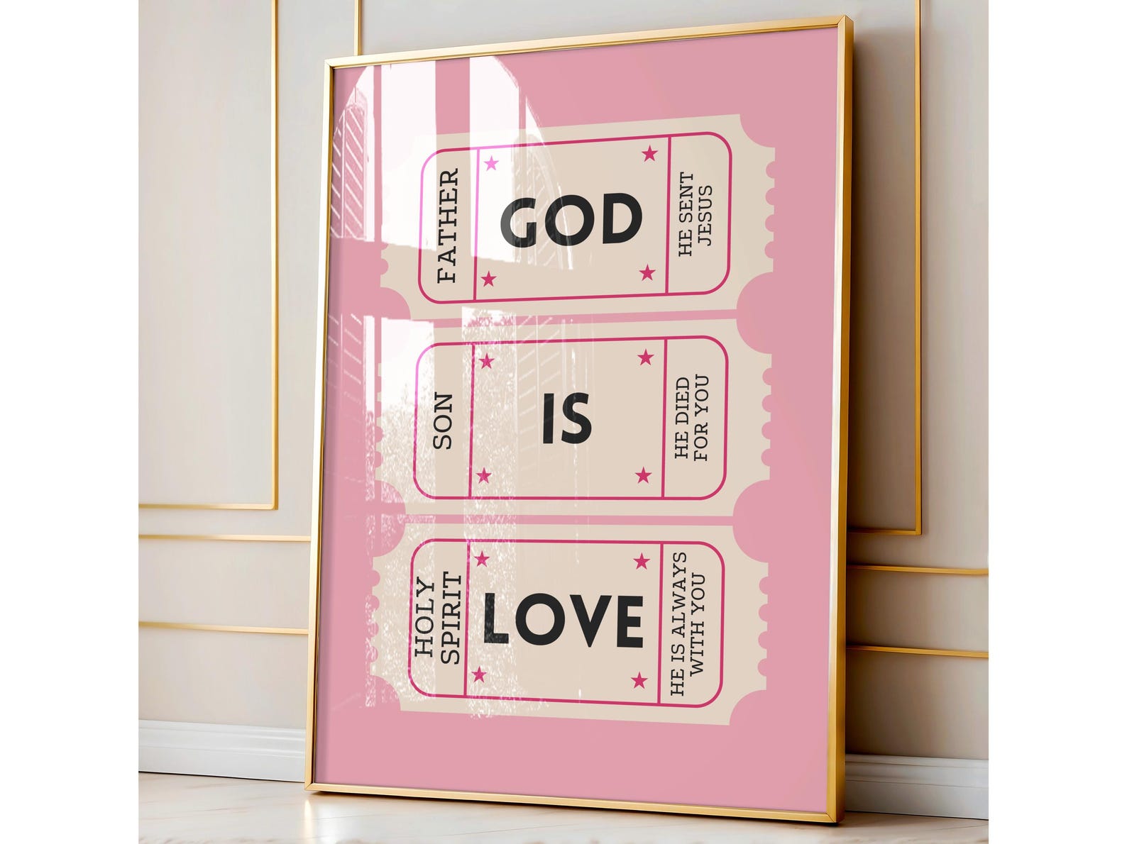 Pink Girly Christian Wall Art God is Love Poster Trendy Christian Wall ...