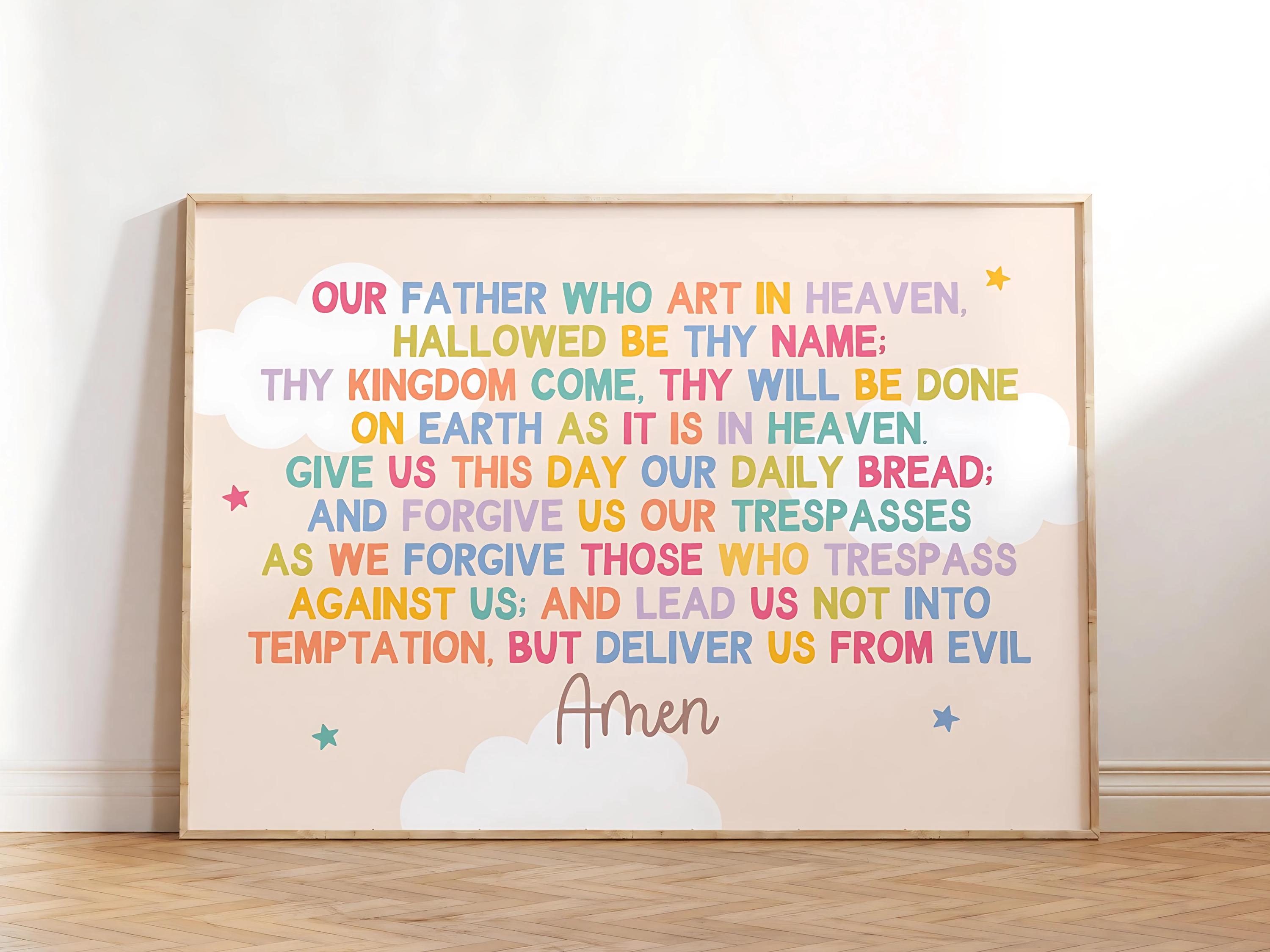 The Lords Prayer Kids Printable Poster Christian Classroom Decor ...