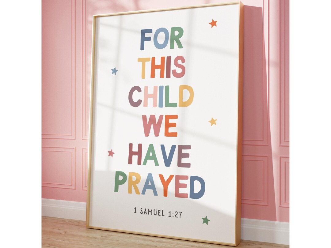For This Child We Have Prayed Poster Cute Colorful Children Bible Verse ...