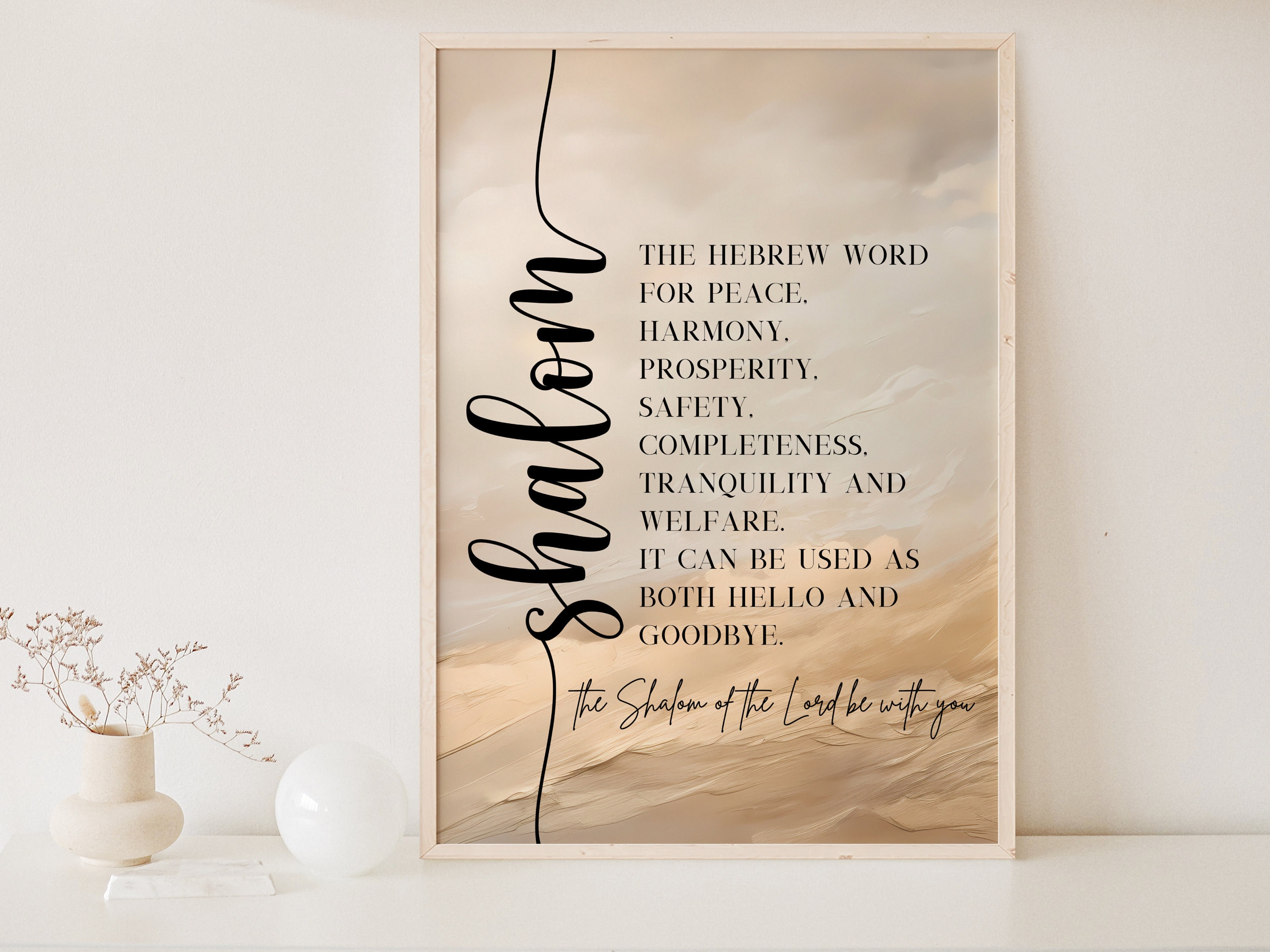 Shalom Art Print Hebrew Meaning Bible Verse Wall Art Printable Modern ...