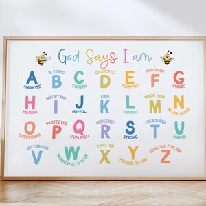 God Says I Am Affirmation for Kids Christian Alphabet Affirmation Bible ...