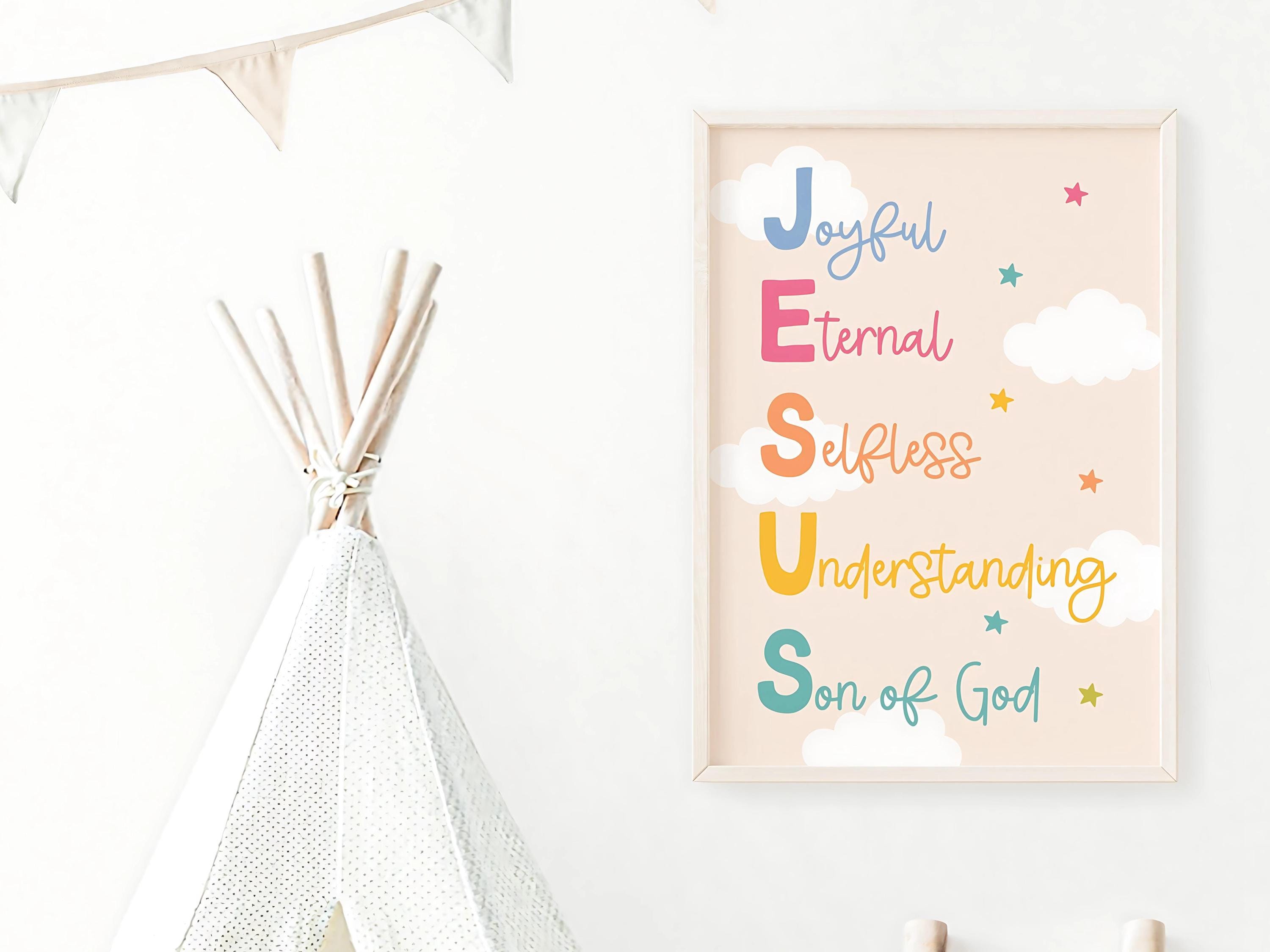 Colorful Jesus Wall Art for Kids Ministry Decor Christian Playroom ...