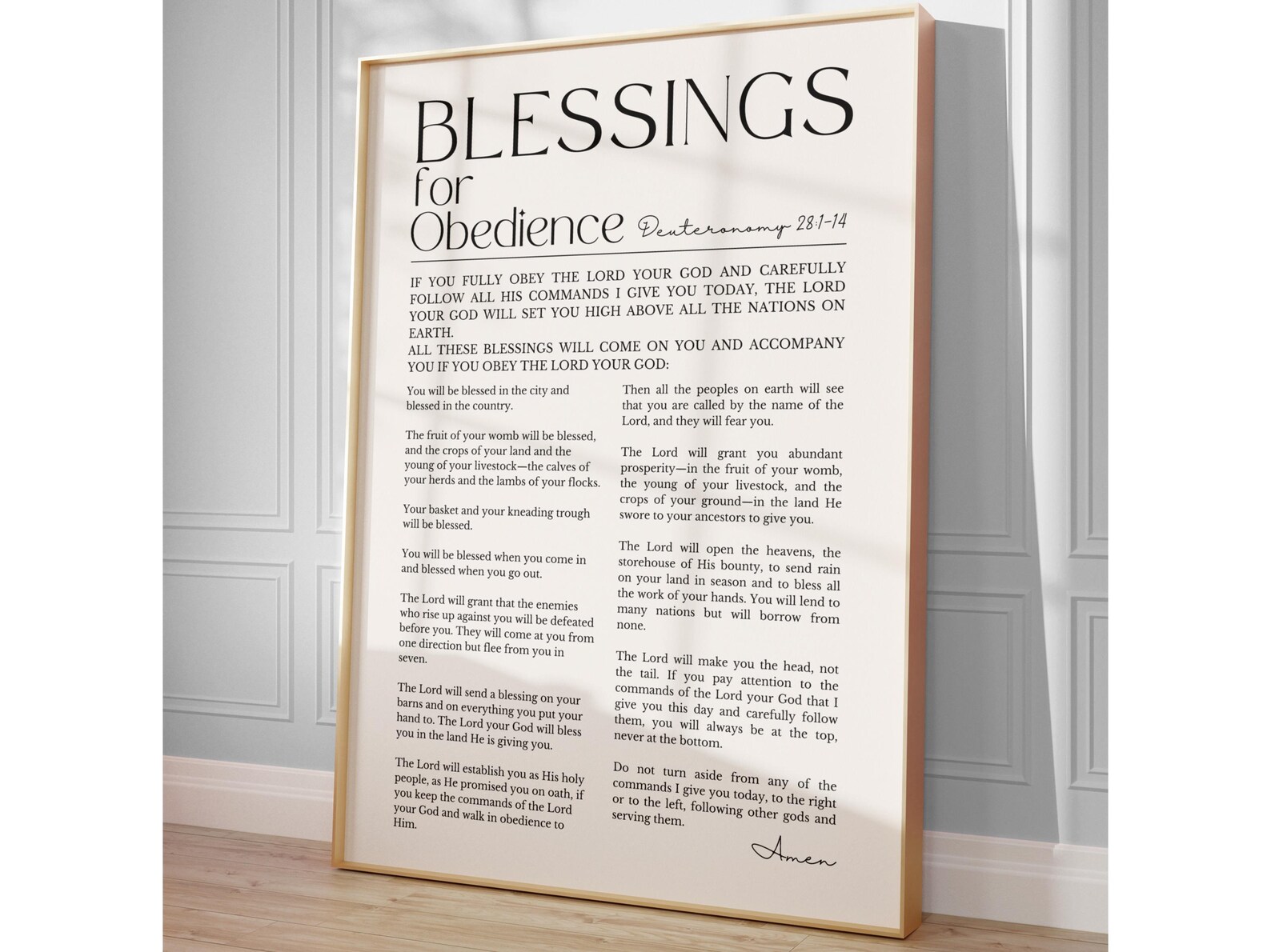 Ten Commandments Wall Art Deuteronomy 28 Print Church Classroom Decor ...