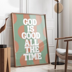 God is Good All the Time Print Colorful Retro Christian Poster Groovy ...
