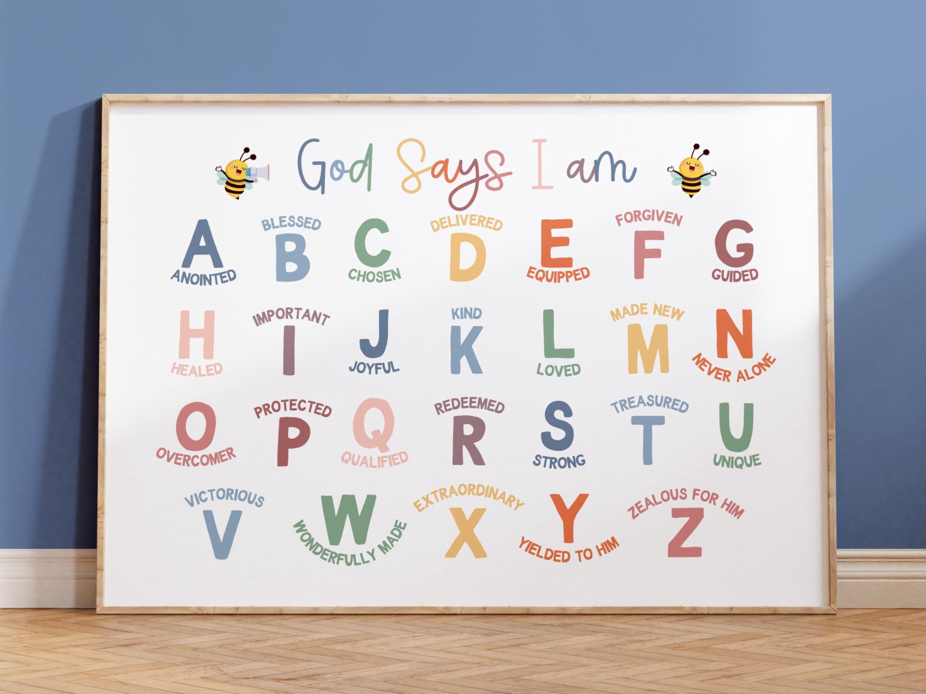 God Says I Am Affirmation for Kids Christian Alphabet Affirmation Bible ...