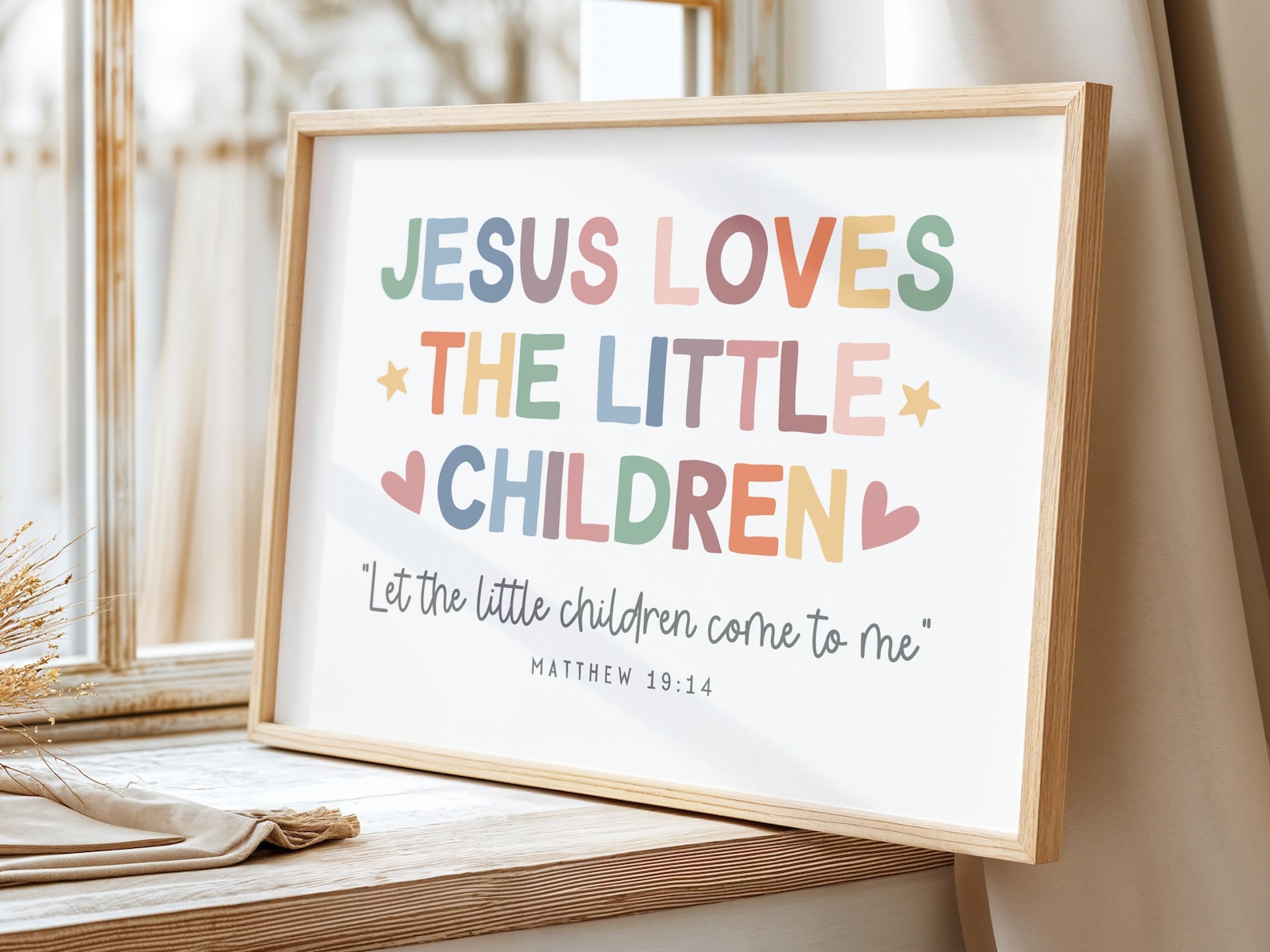 Jesus Loves the Little Children Poster Christian Toddler Wall Art ...