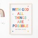 With God All Things Are Possible Poster Colorful Children Bible Verse ...
