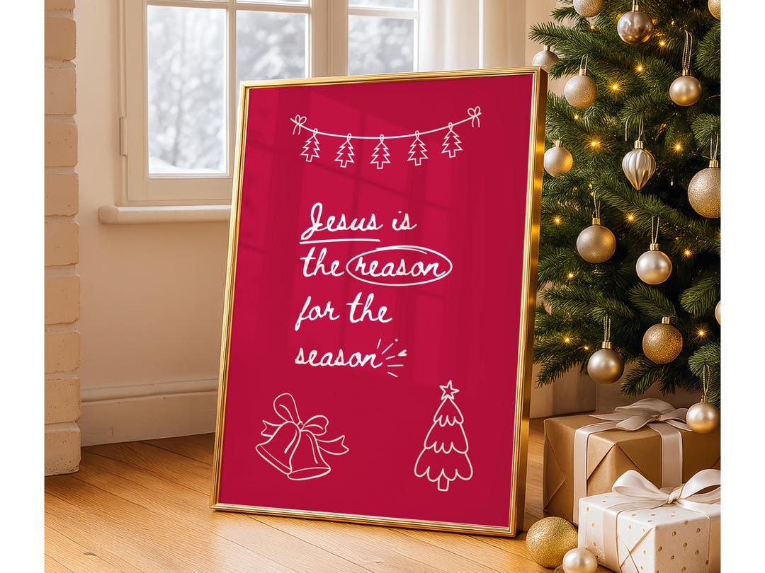 Red Jesus is the Reason for the Season Print Christmas Quote About ...