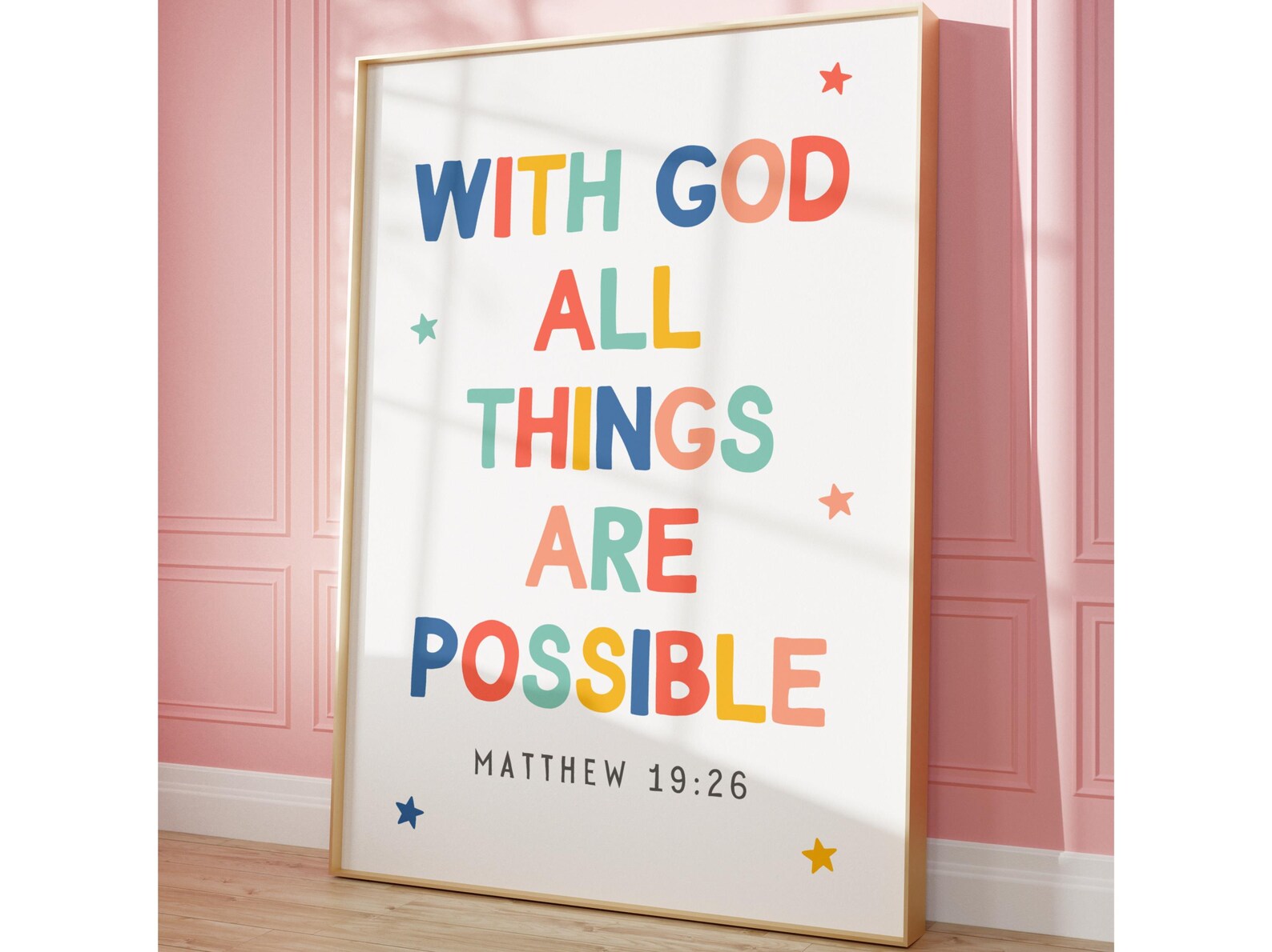 With God All Things Are Possible Poster Colorful Children Bible Verse ...