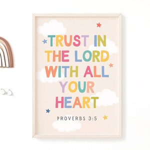 Set of 3 Colorful Children Bible Verse Wall Art Prints Christian ...