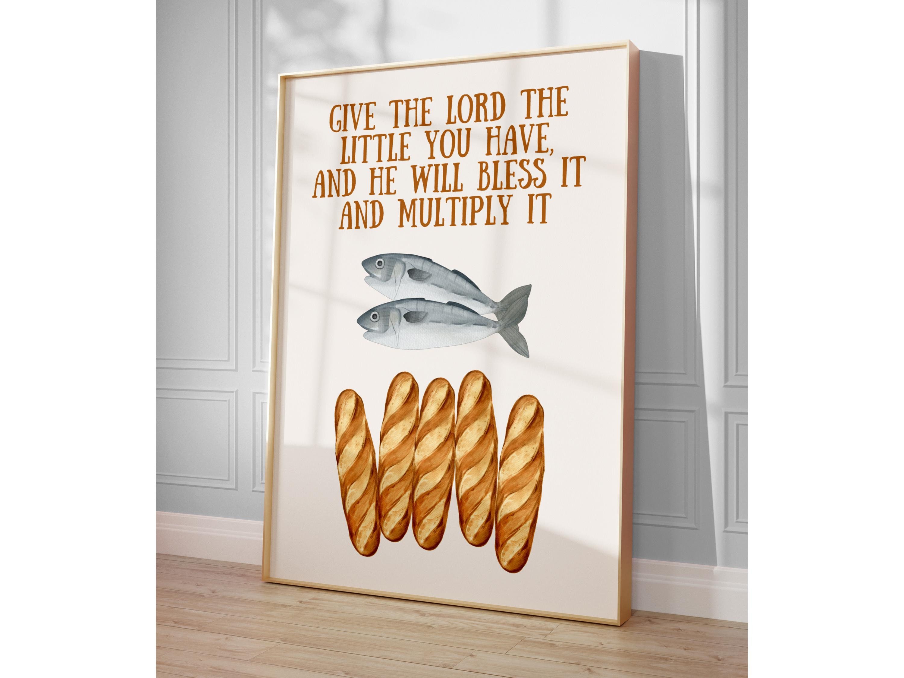 5 Loaves and 2 Fish Print Jesus Feeds 5000 Poster Cool Christian Prints ...