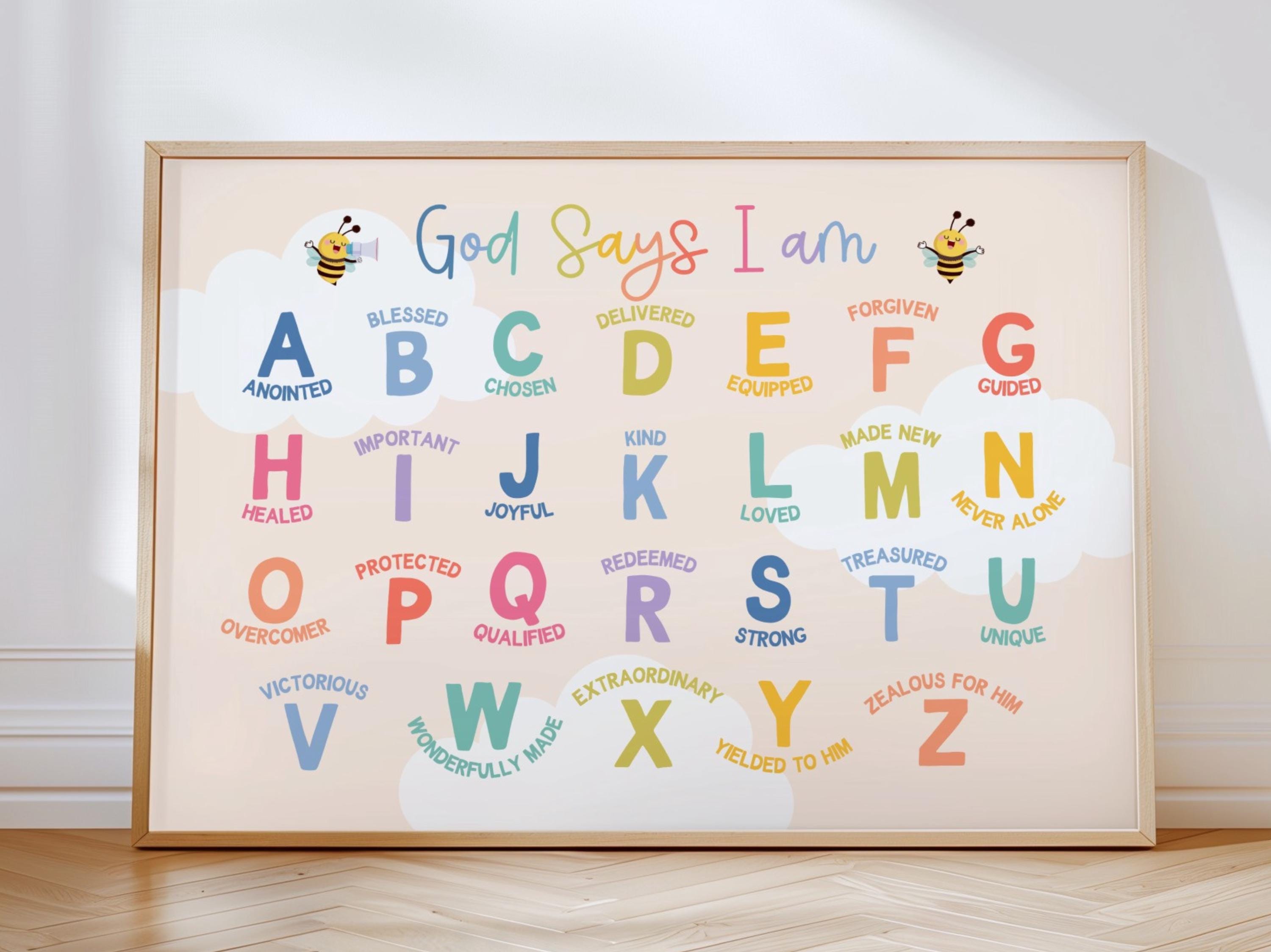 God Says I Am Affirmation for Kids Christian Alphabet Affirmation Bible ...