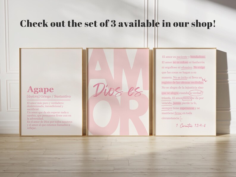 Light Pink Spanish God is Love Poster God Quote Poster Dios Es Amor ...