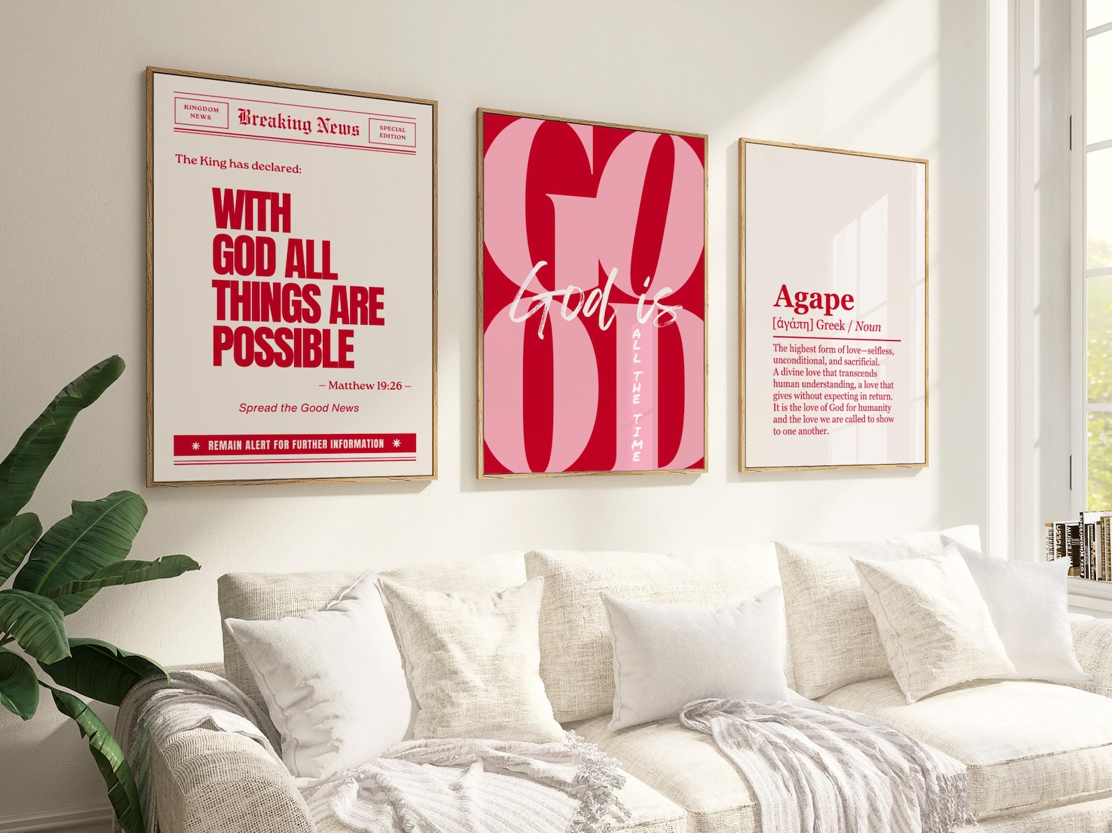 Set of 3 Aesthetic Trendy Christian Wall Art God is Good All the Time ...