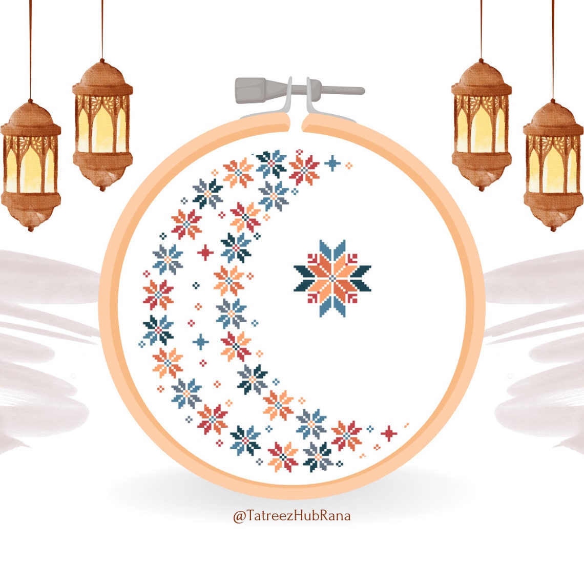 Ramadan Moon Cross Stitch Chart, Designed by Using Moon of Bethlehem ...