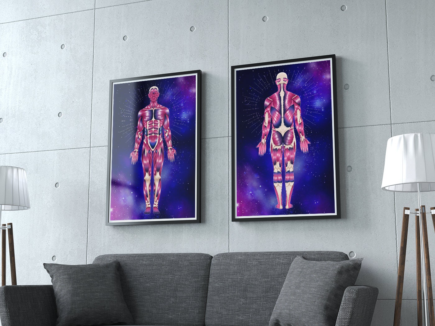 Space Anatomy Art Print Set | Aesthetic Full Body Posterior and ...