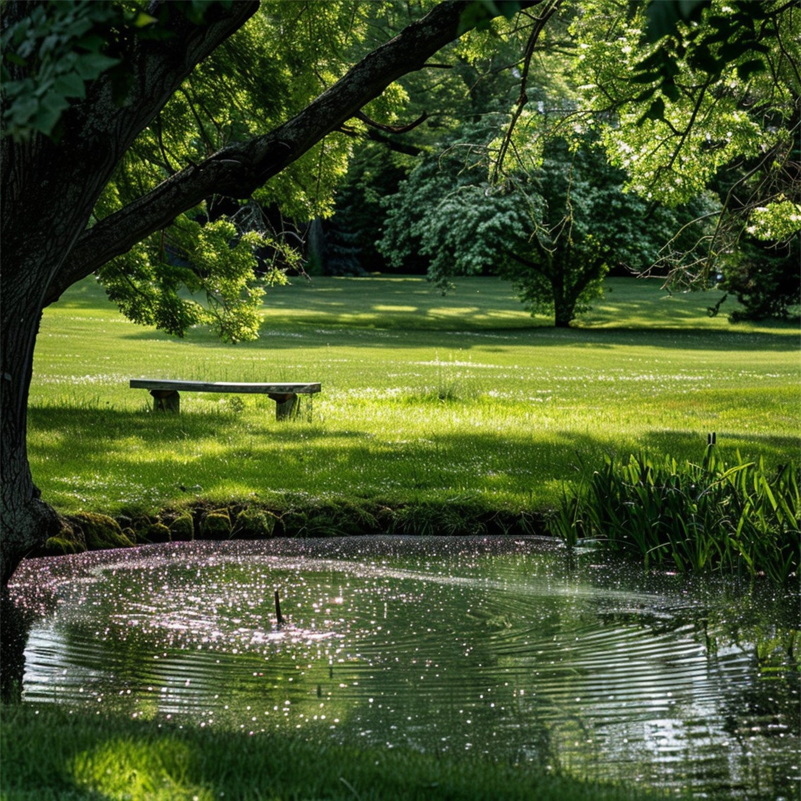 25 Peaceful Park Scene Clipart | Tranquil Nature Illustration | Serene ...