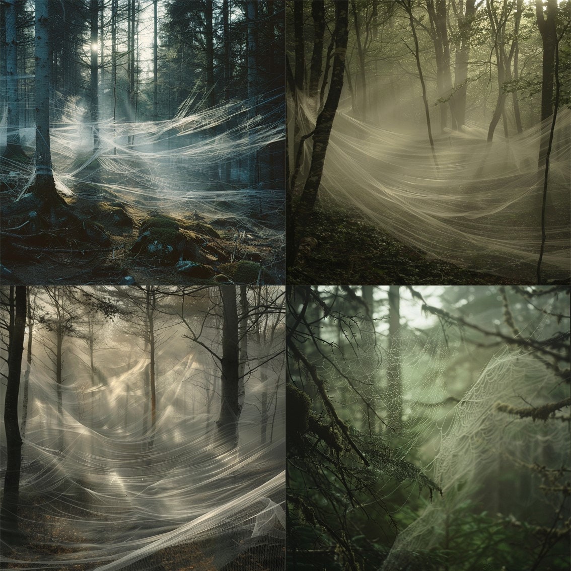 23 Misty Forest With Spider Webs Clipart, Watercolor Forest Background ...
