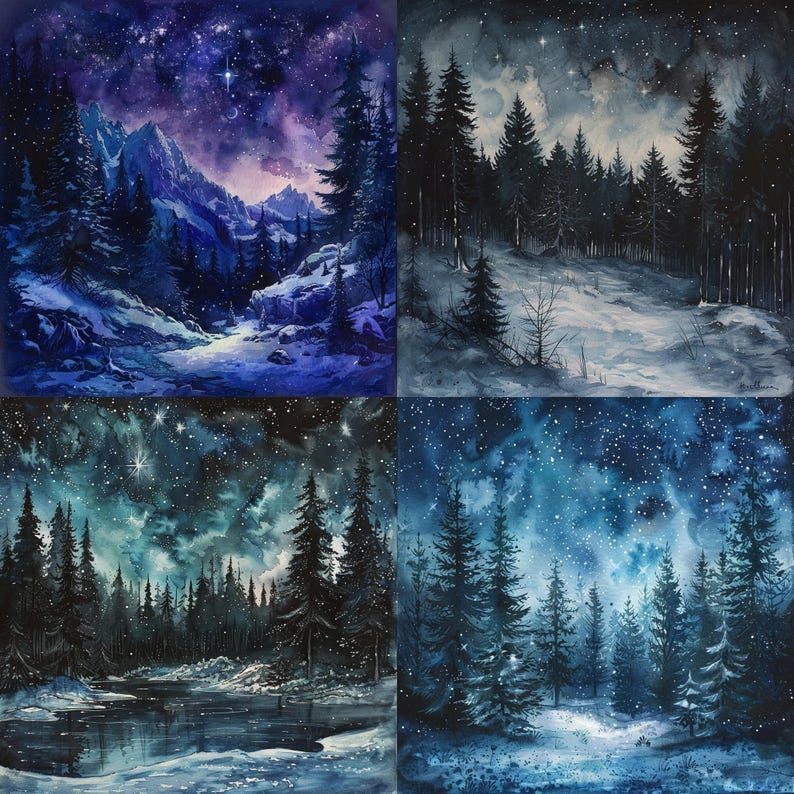 23 Starry Night Sky Clipart, Starry Sky Art Print, Night Sky Digital ...