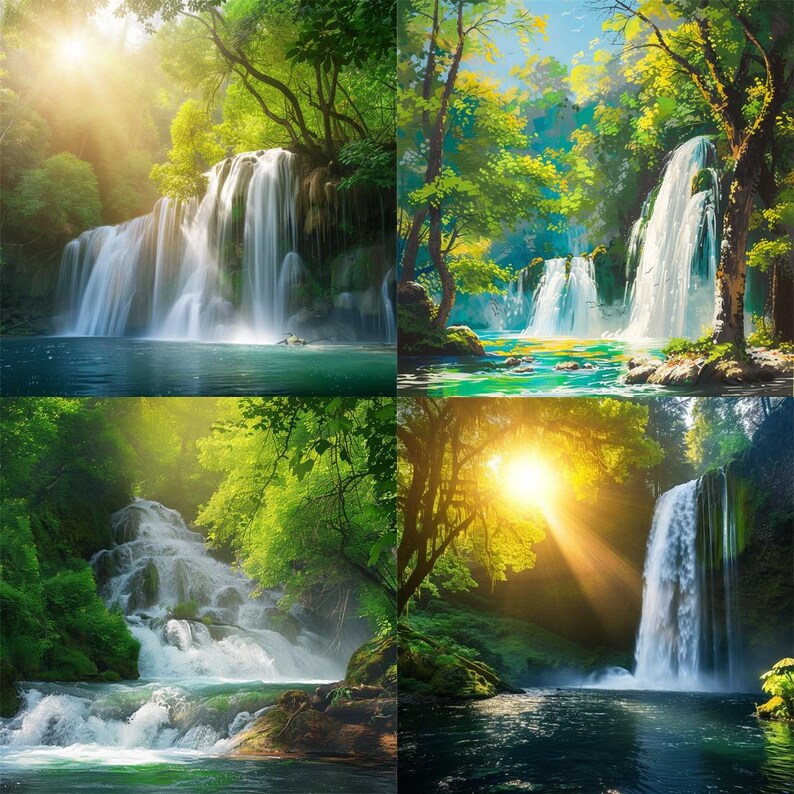 24 Watercolor Forest Waterfall Clipart, Digital Download, DIY Home ...