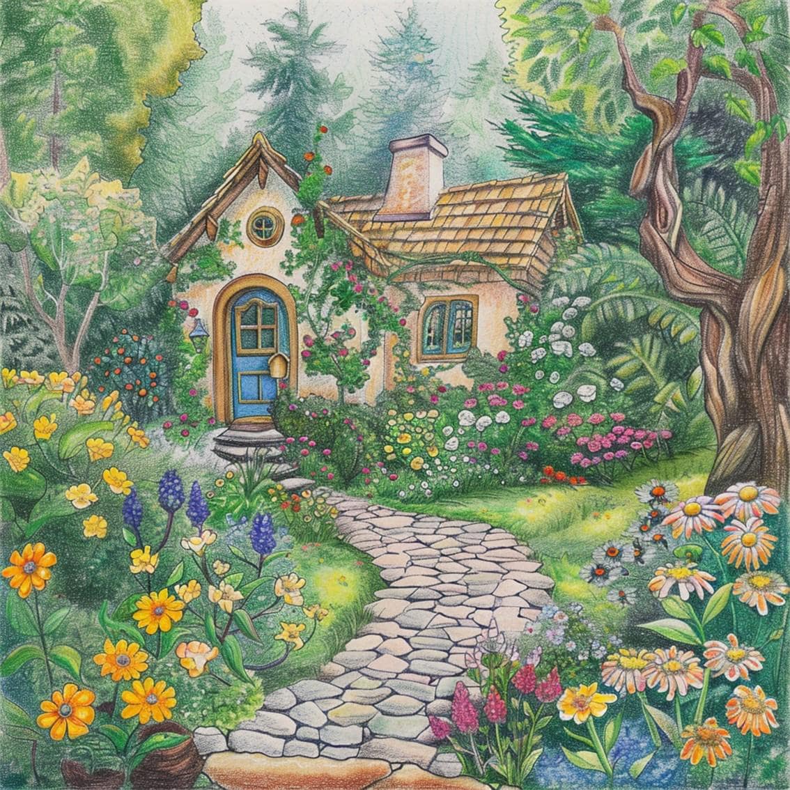 24 Fairy Tale Cottage Clipart, Charming Garden House Illustration ...
