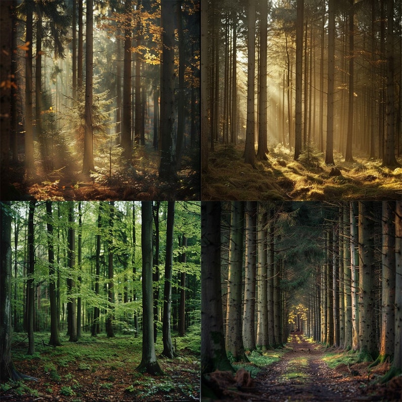16 Dreamy Woodland Clipart. Mystical Forest Scene, Rustic Nature Art ...