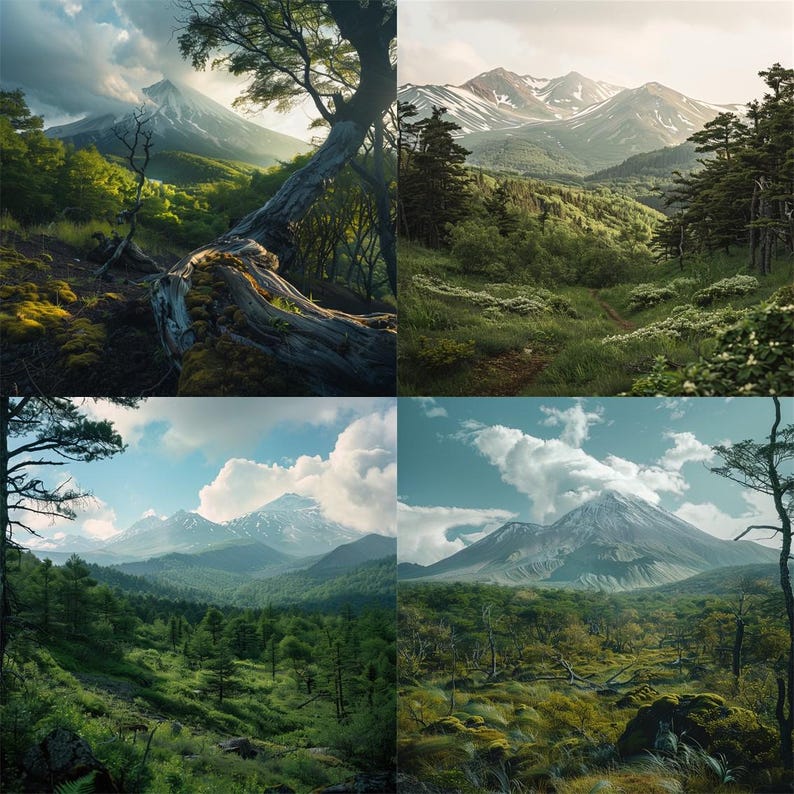 24 Mountain Forest Clipart Scenic Landscape, Digital Download, DIY Home ...