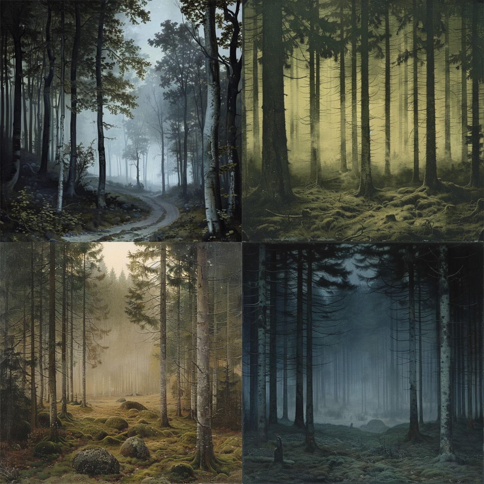 24 Misty Forest Clipart, Misty Landscape Digital Download, Nature ...
