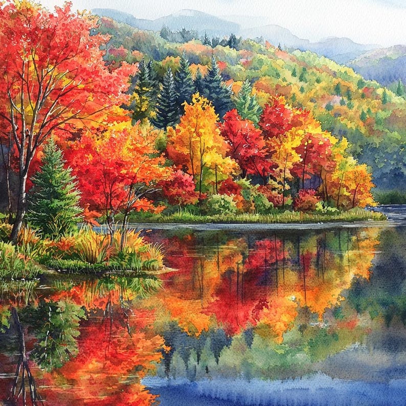 24 Autumn Landscape Clipart, Digital Download, DIY Home Decor Wall Art ...