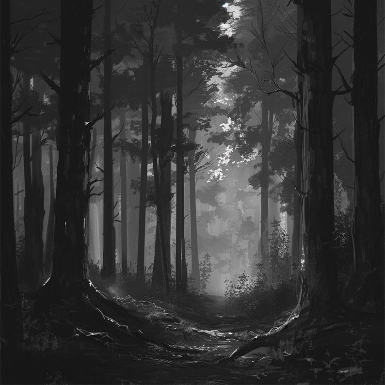 24 Mystic Dark Forest Clipart, Enchanted Woodland Art, Digital Download, Nature Illustration ...