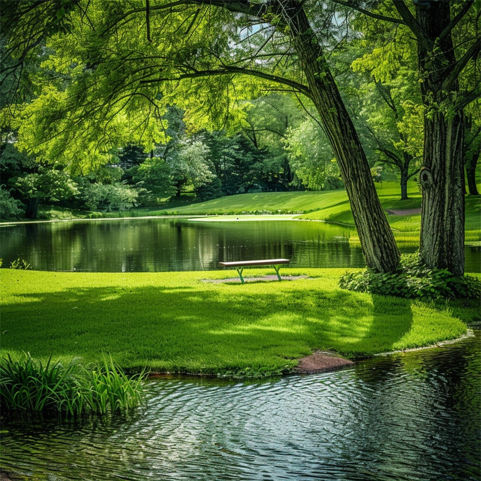 25 Peaceful Park Scene Clipart | Tranquil Nature Illustration | Serene ...