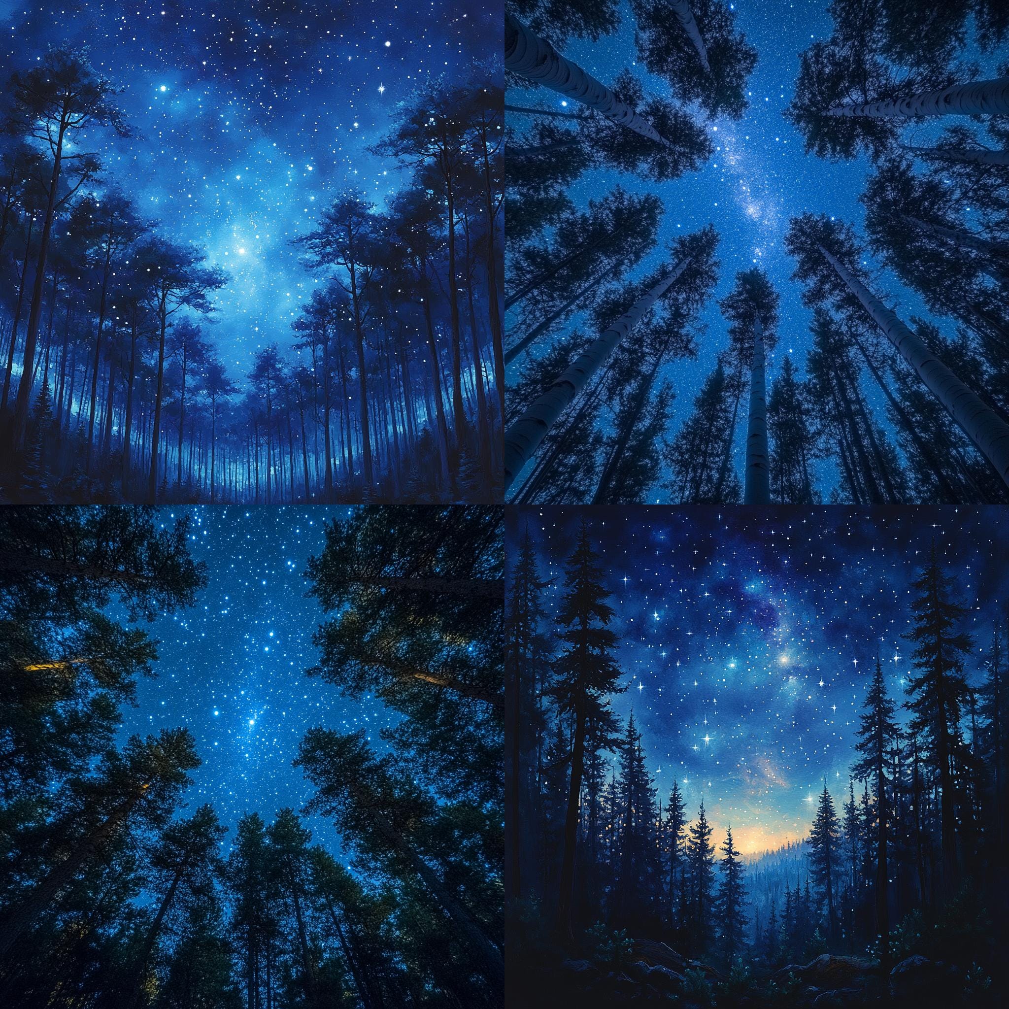 24 Starry Night Forest Clipart, Celestial Landscape Digital Download ...