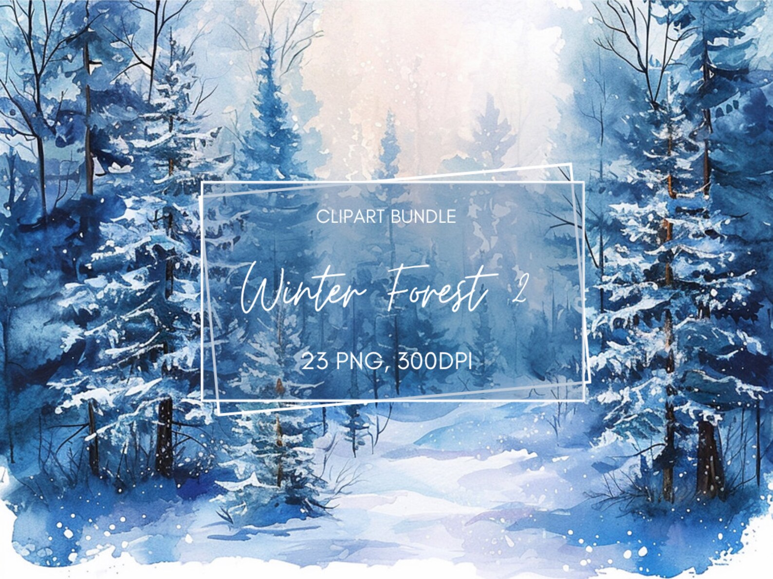 23 Winter Forest Watercolor Clipart, Snowy Trees Digital Download, DIY ...
